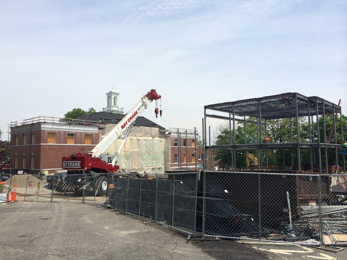 Renovated Town Hall Taking Shape with Steel Skeleton | NewCanaanite.com